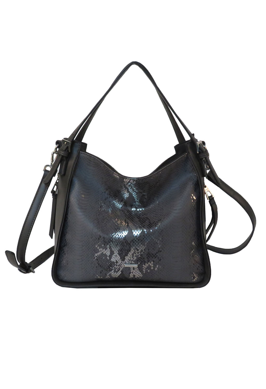 Gionni Pewter Python Textured Handbag | Pamela Scott
