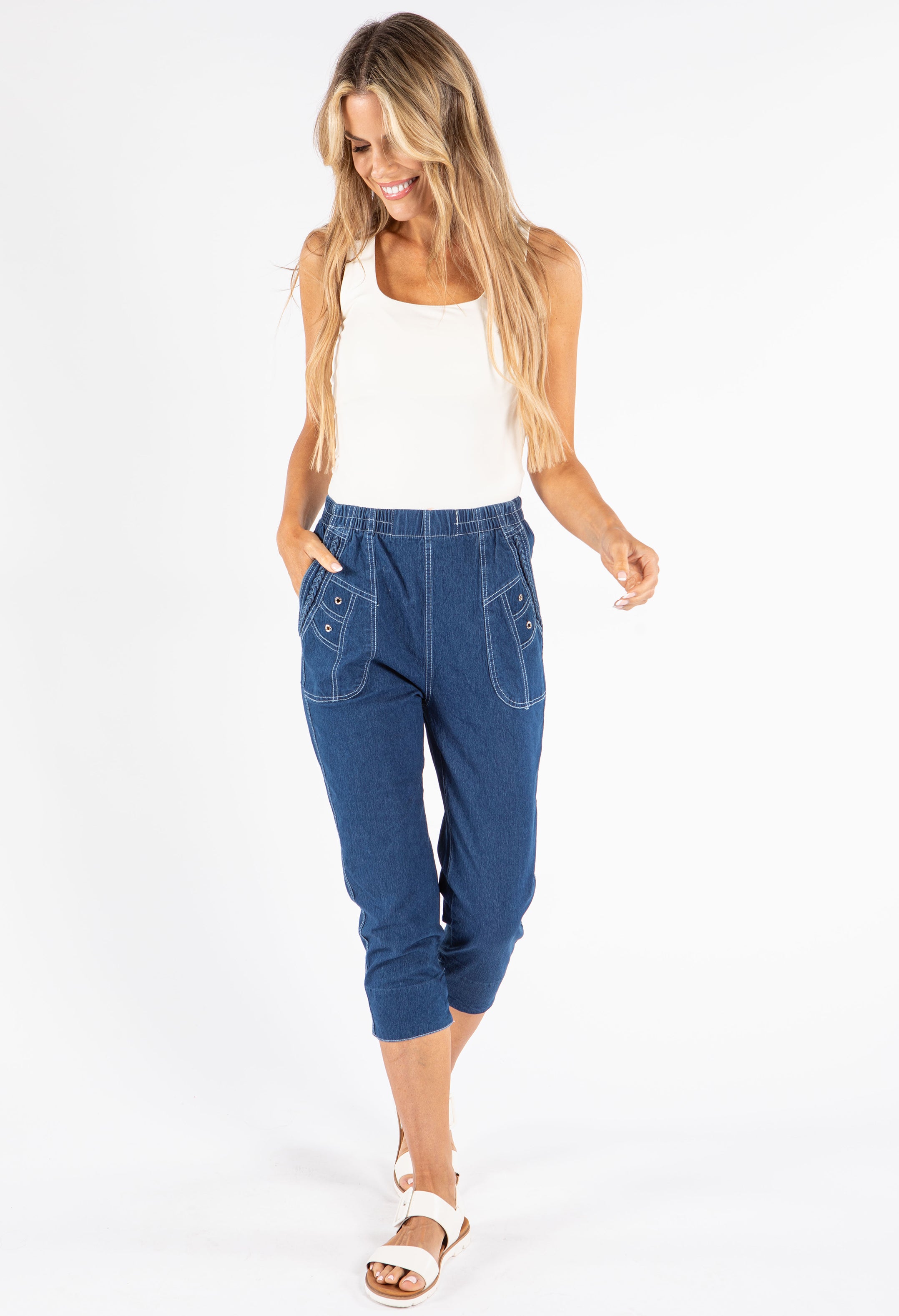 Pull On Denim Capris